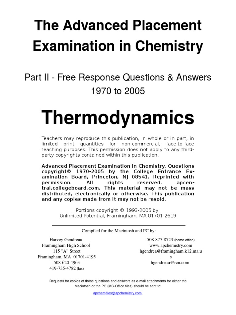 Thermodynamics AP Chemistry | PDF | Chemical Equilibrium | Gibbs Free ...