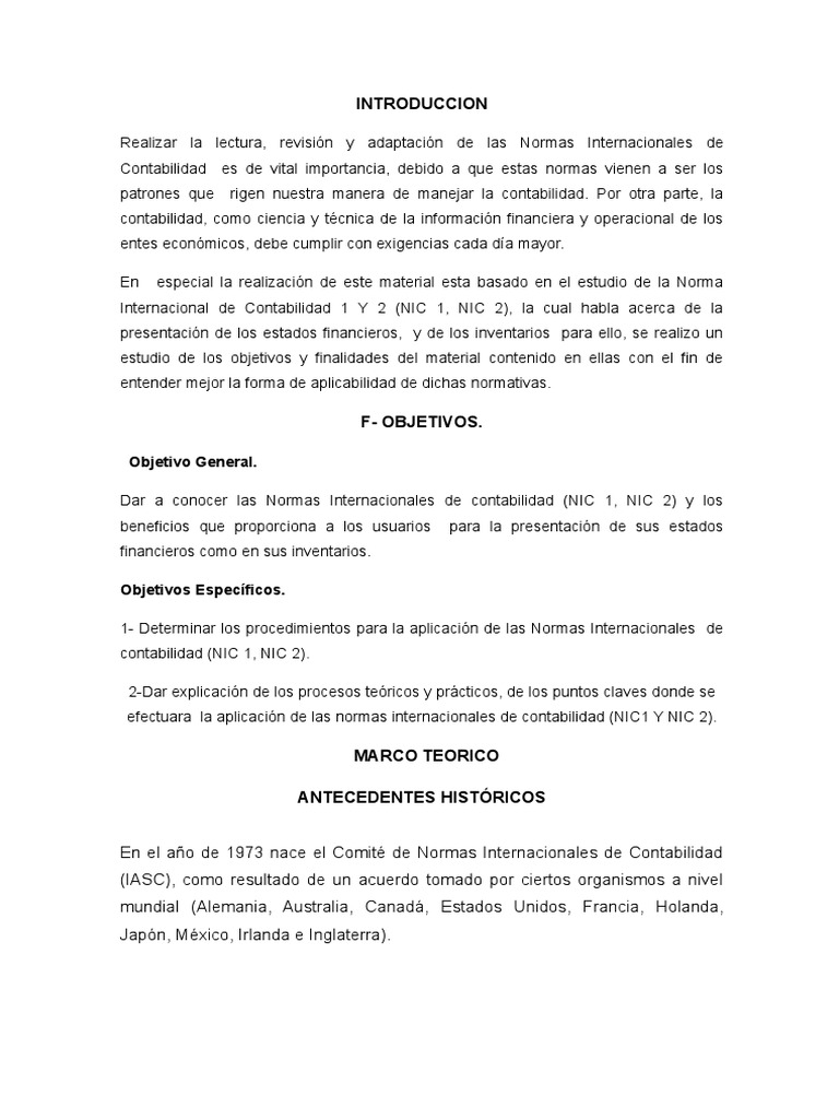 Nic #1 y La Nic #2 | PDF | normas internacionales de INFORMACION ...