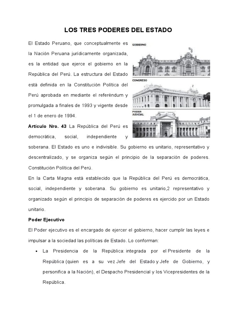 Los Tres Poderes Del Estado | PDF | Constitución | Ley Pública
