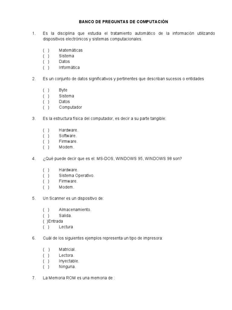 Preguntas de Computacion | PDF