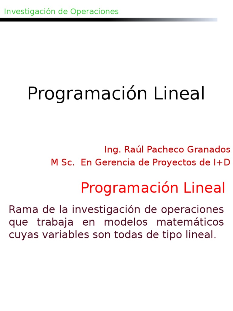 Programacion Lineal - Método Simplex | PDF | Programación lineal ...