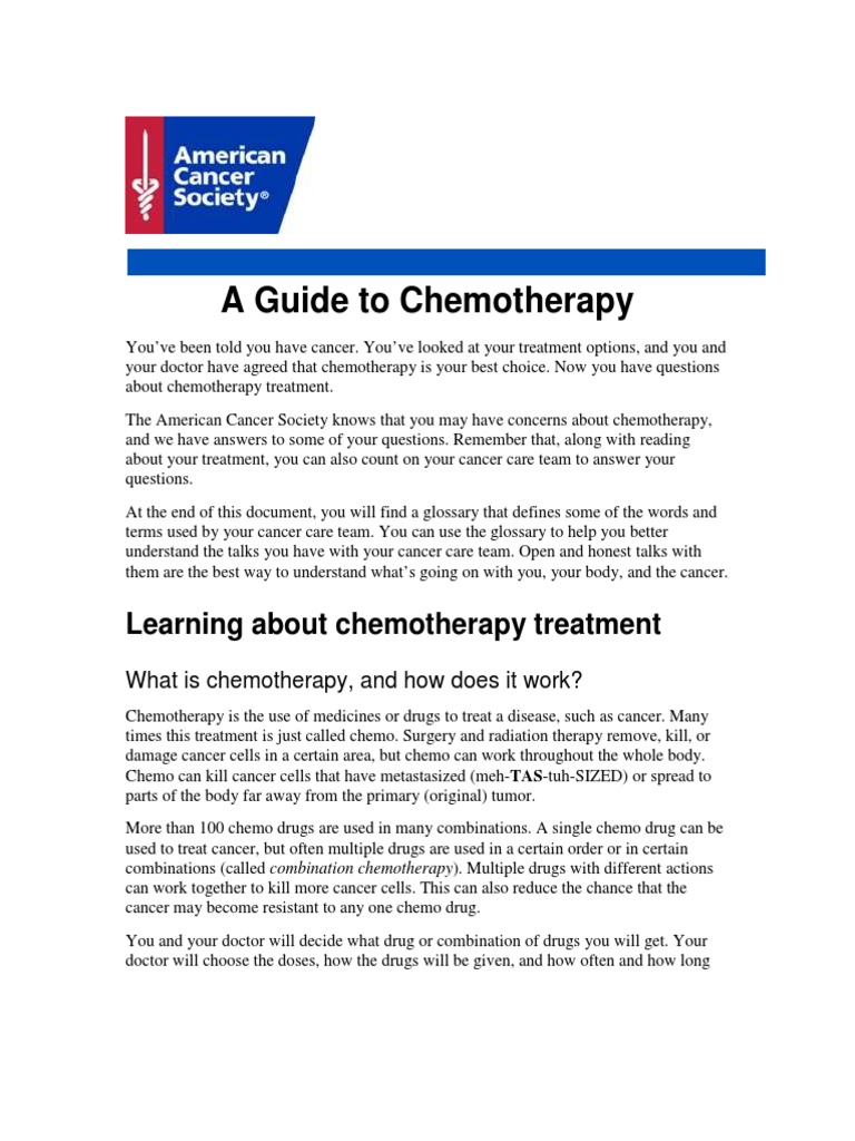 A Guide To Chemotherapy: Learning About Chemotherapy Treatment | PDF ...