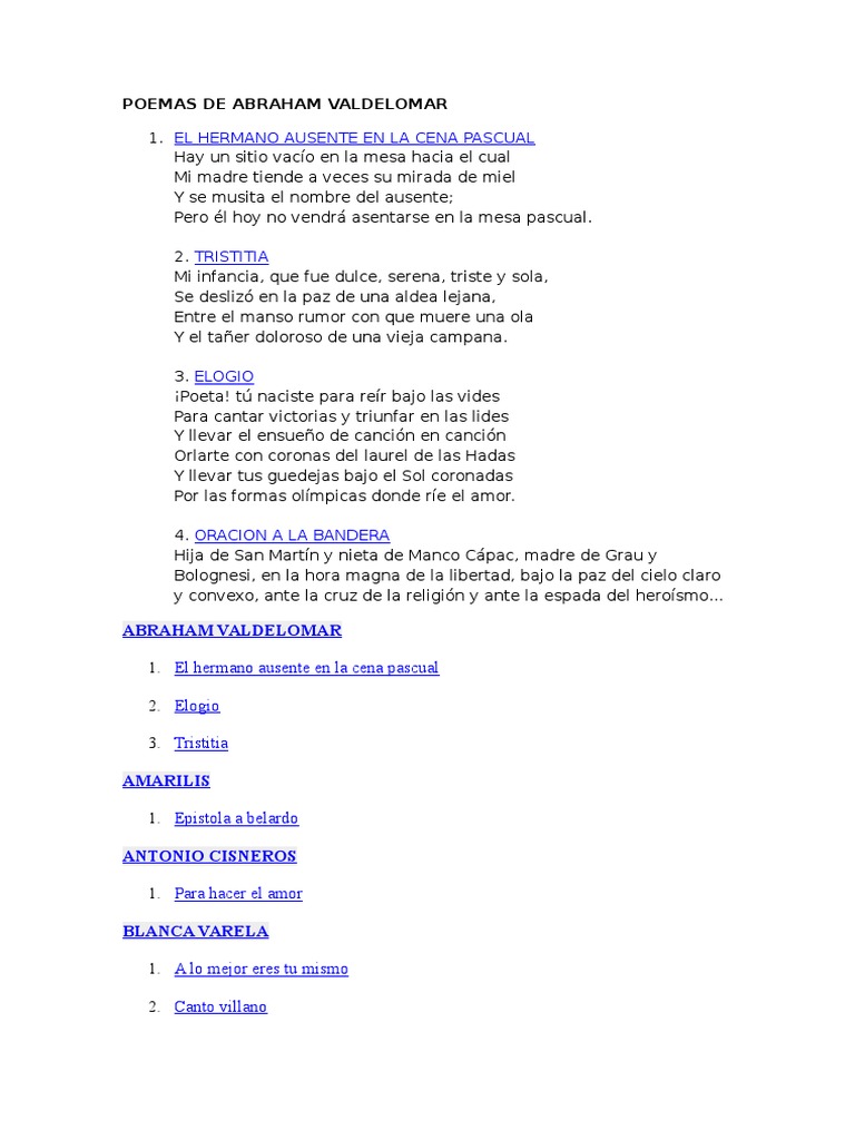 Poemas de Abraham Valdelomar | Lima | Perú