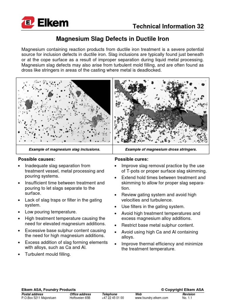 Magnesium Slag Defects in Ductile Iron | PDF | Physical Sciences | Metals