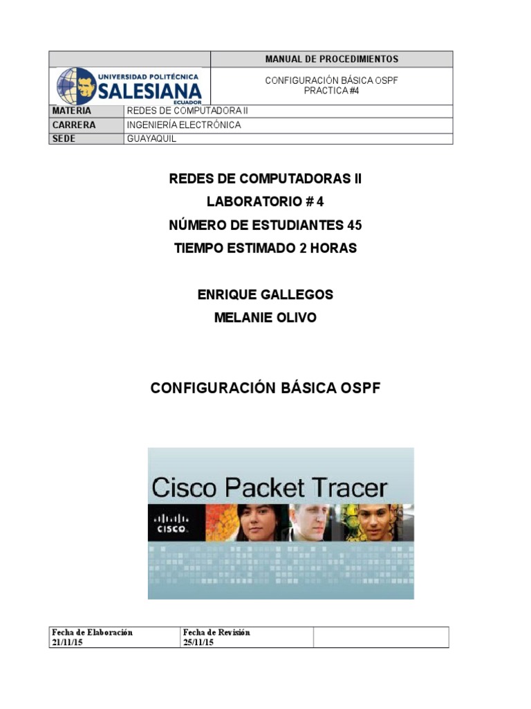 Practica #4 Configuracion OSPF | PDF | Enrutador (Computación) | Dirección IP