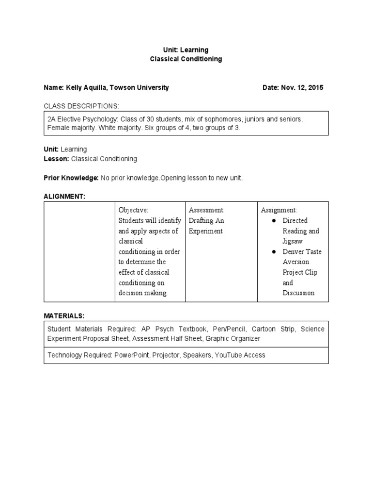 Teachingsegment5 Classicalconditioning | PDF | Classical Conditioning ...