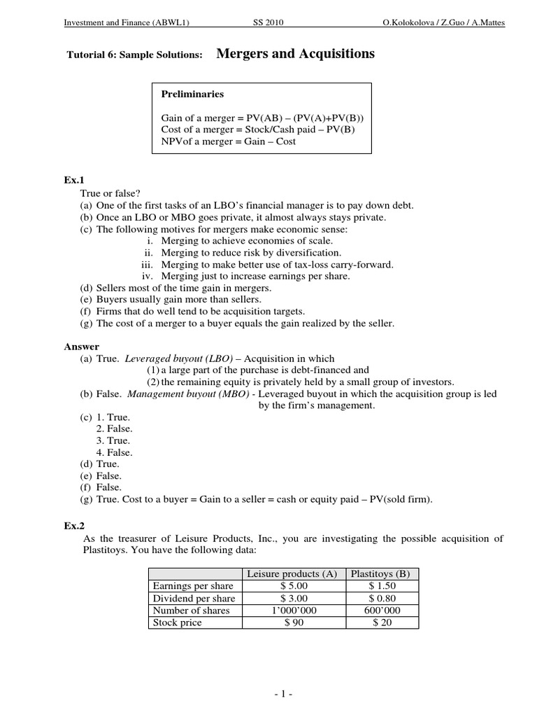 Merger | PDF | Leveraged Buyout | Mergers And Acquisitions