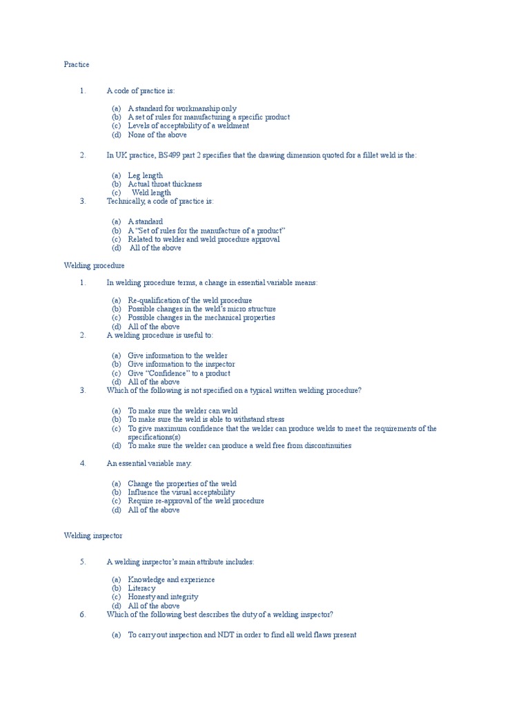 CSWIP Quiz | PDF | Steel | Welding