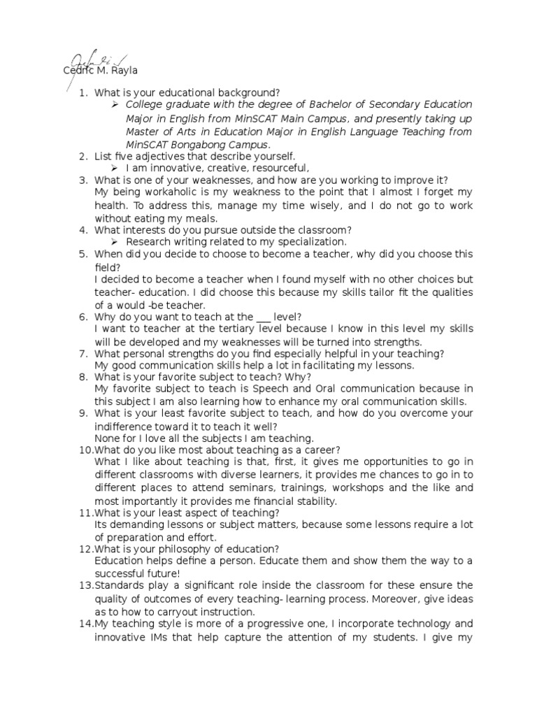 What Is Your Educational Background | PDF | Educational Assessment ...