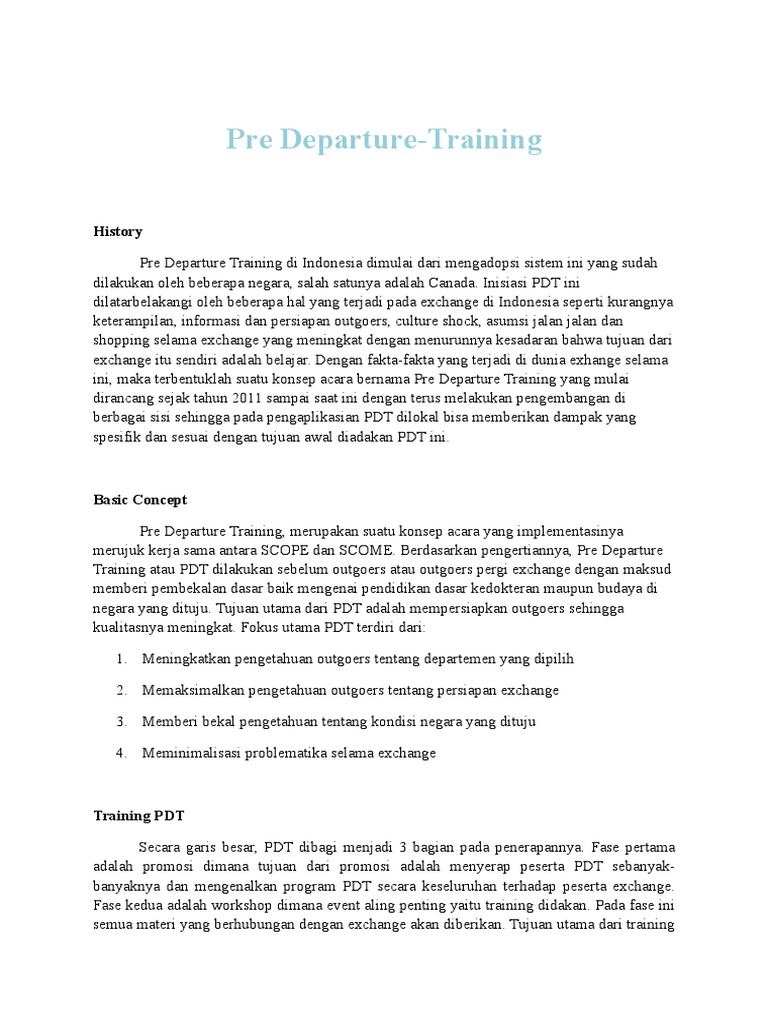 Pre Departure Training Kompilasi | PDF