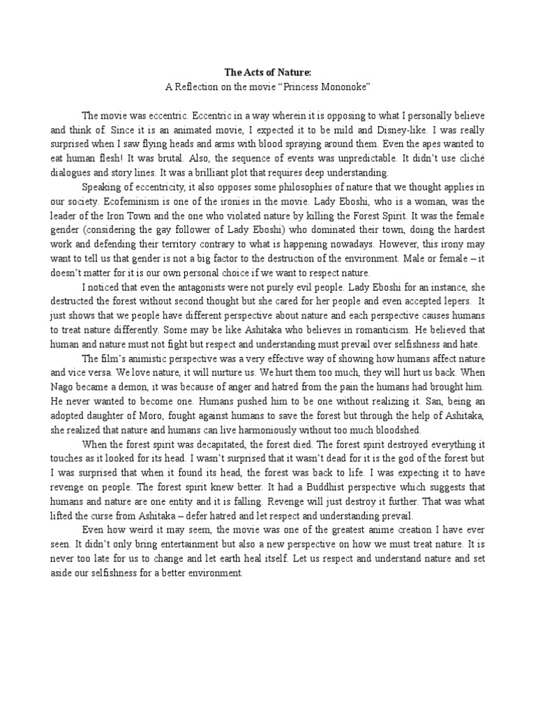 Princess Mononoke: Nature and Humanity | PDF | Human | Nature