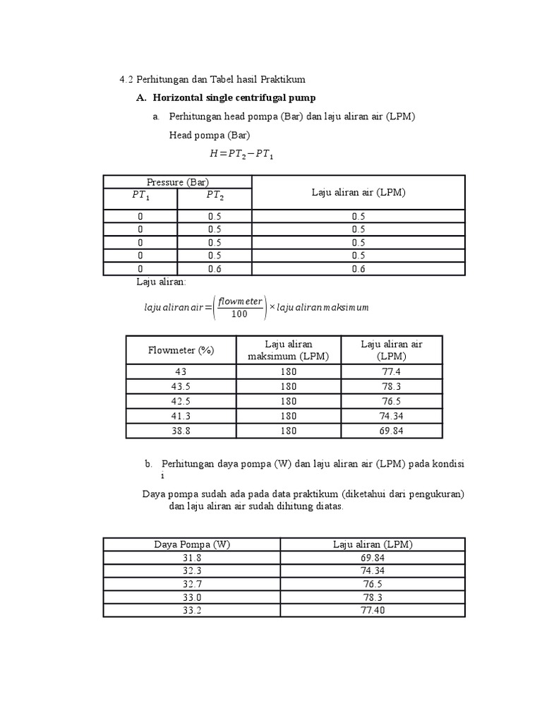 Tabel Dan Grafik POMPA | PDF