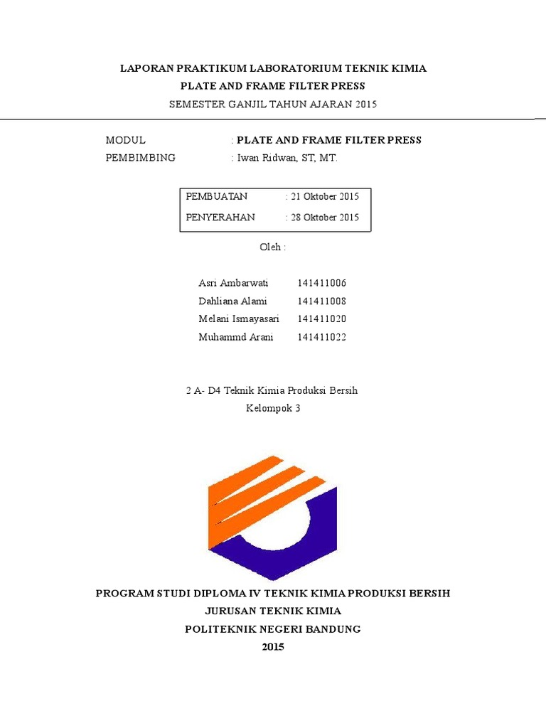 Laporan Praktikum Filter Press (LABTEK) | PDF