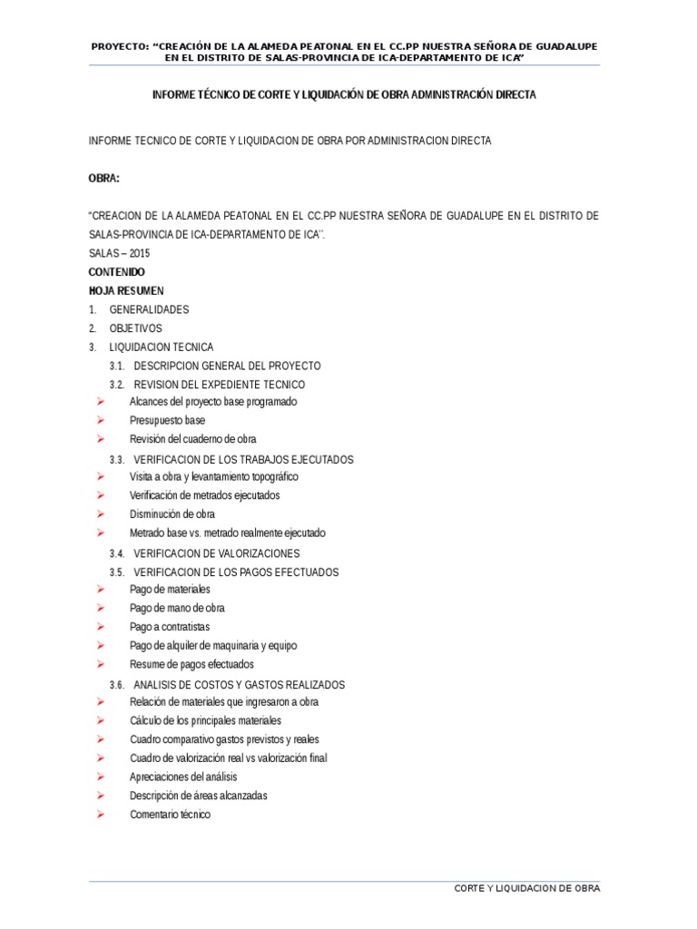 Informe Final de Liquidación de Obra | PDF | Presupuesto | Perú