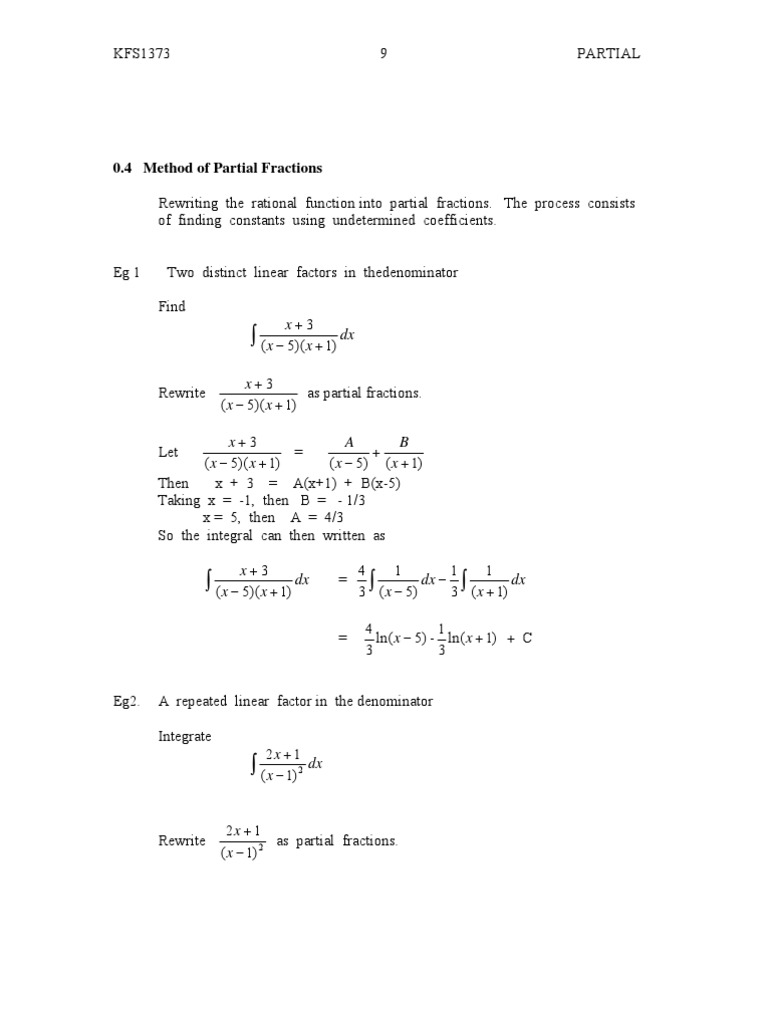 502 Dif Integration - Partial | PDF | Fraction (Mathematics ...