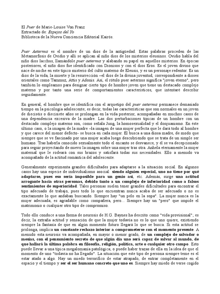Puer Aeternus Von Franz | PDF | Carl Jung | Juventud