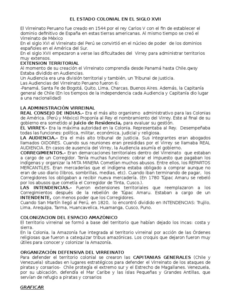 El Estado Colonial en El Siglo Xvii-Iii° | PDF | Antiguas colonias ...