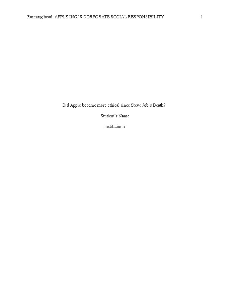 Apple Corporate Social Responsibility | PDF | Apple Inc. | Corporate ...