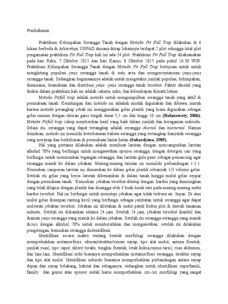 Pembahasan Angkatan Pitfall Trap | PDF