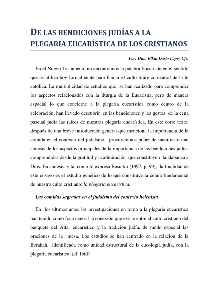 Bendiciones Judías y Eucaristía | PDF | eucaristía | Oración