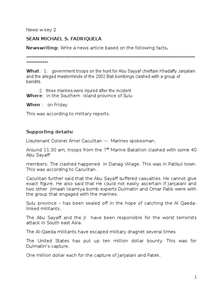 News Writing Exercises | National Security | Politics