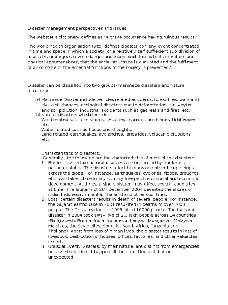 Understanding Disaster Management Issues | PDF | Social Science