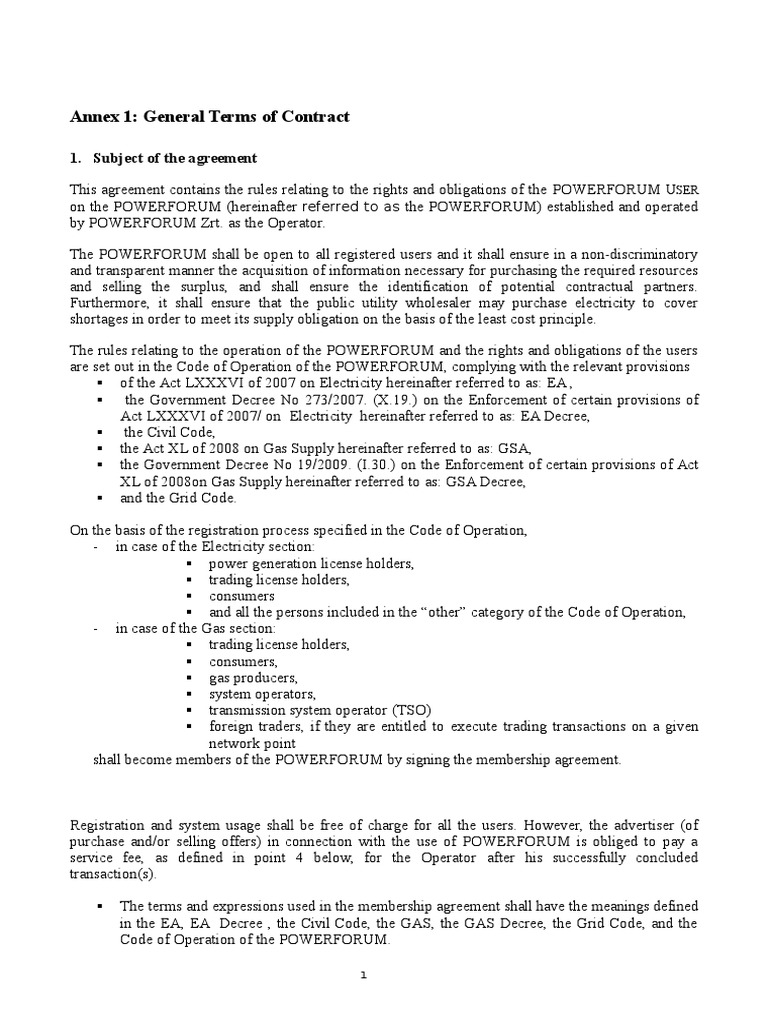 Annex 1 To The Code of Operation | PDF | Invoice | Fee