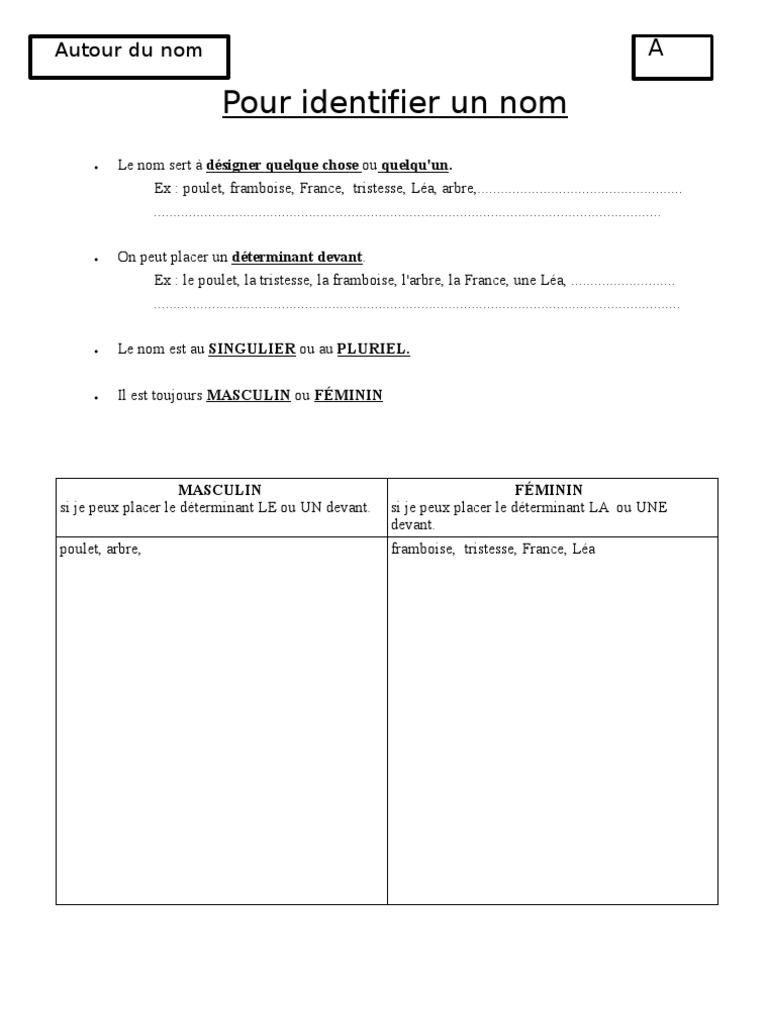 Pour Identifier Un Nom | PDF