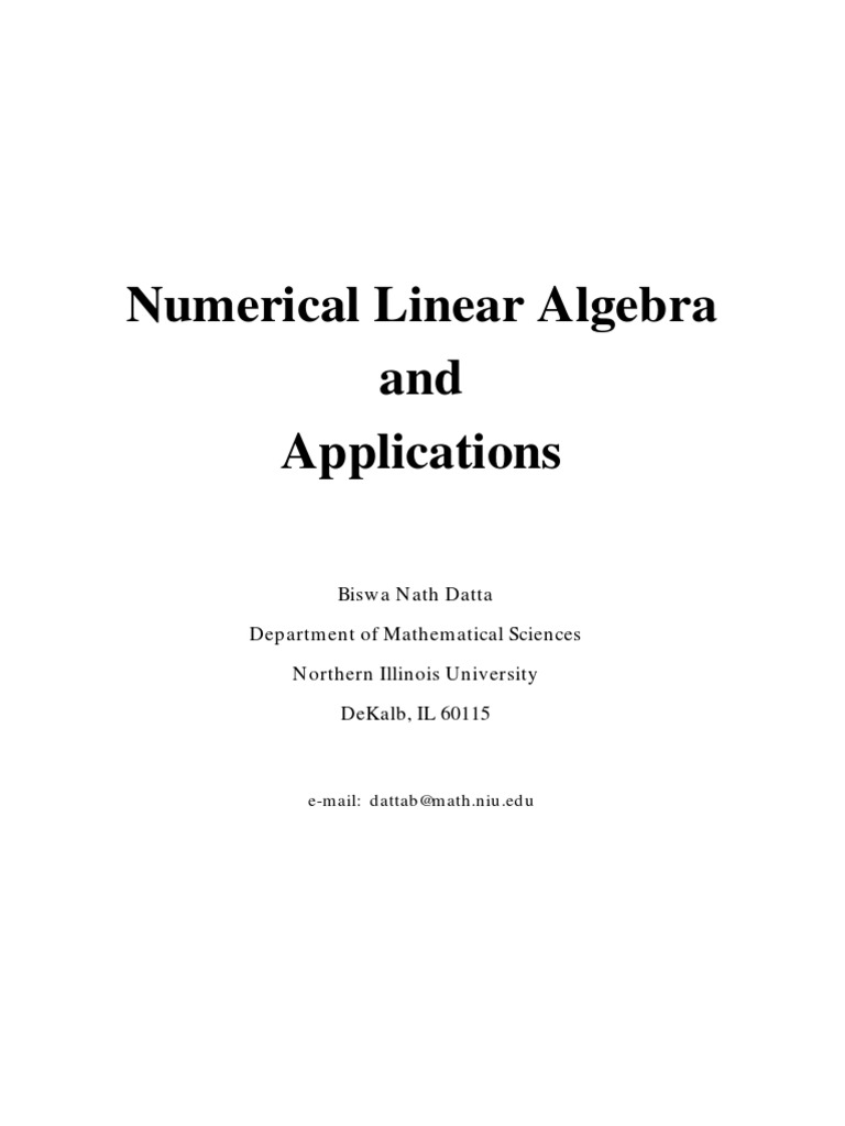 Numerical Linear Algebra Biswa Nath Datta Part I Ch1 6 Pdf Linear