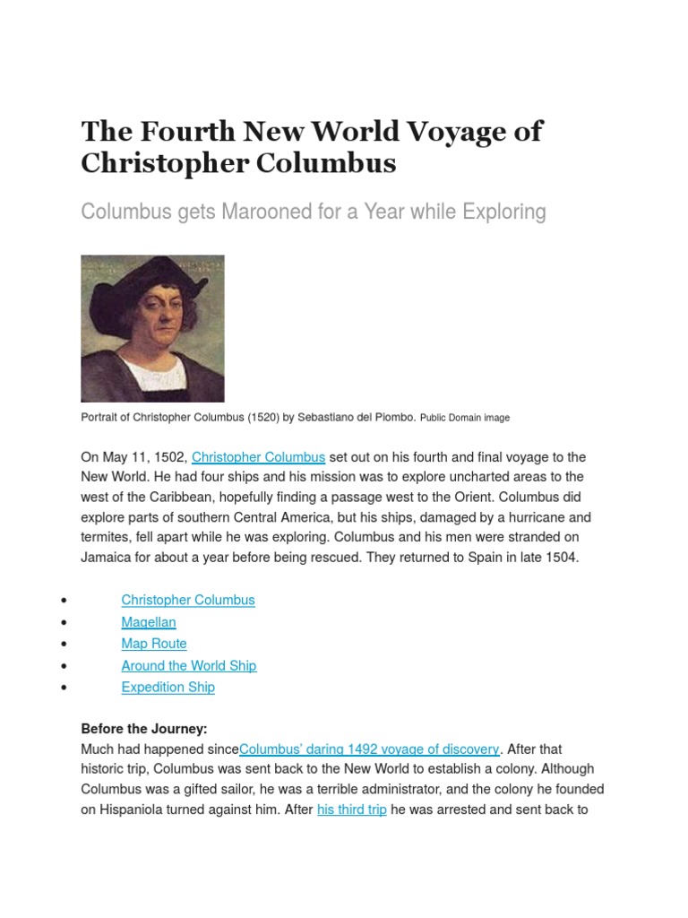 The Fourth New World Voyage of Christopher Columbus | PDF | Voyages Of Christopher Columbus ...