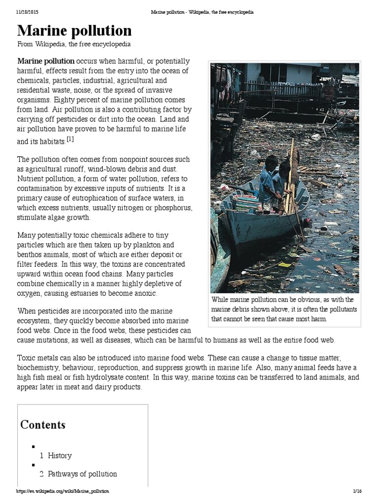 Marine Pollution - Wikipedia, The Free Encyclopedia PDF | PDF ...