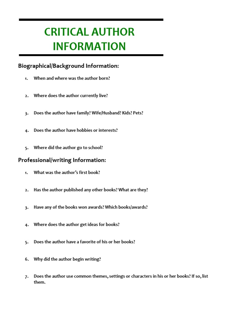 Author Biography and Works Overview | PDF