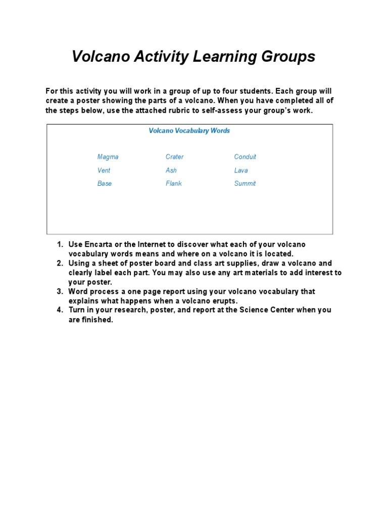 Volcano Activity Group Project Guide | PDF