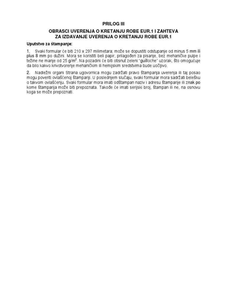 Eur1 Obrazac | PDF | Business