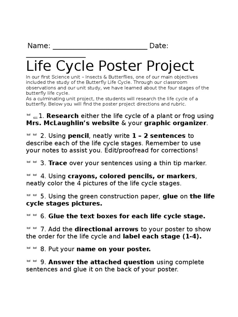 Butterfly Life Cycle Poster Project | PDF | Home & Garden | Science ...