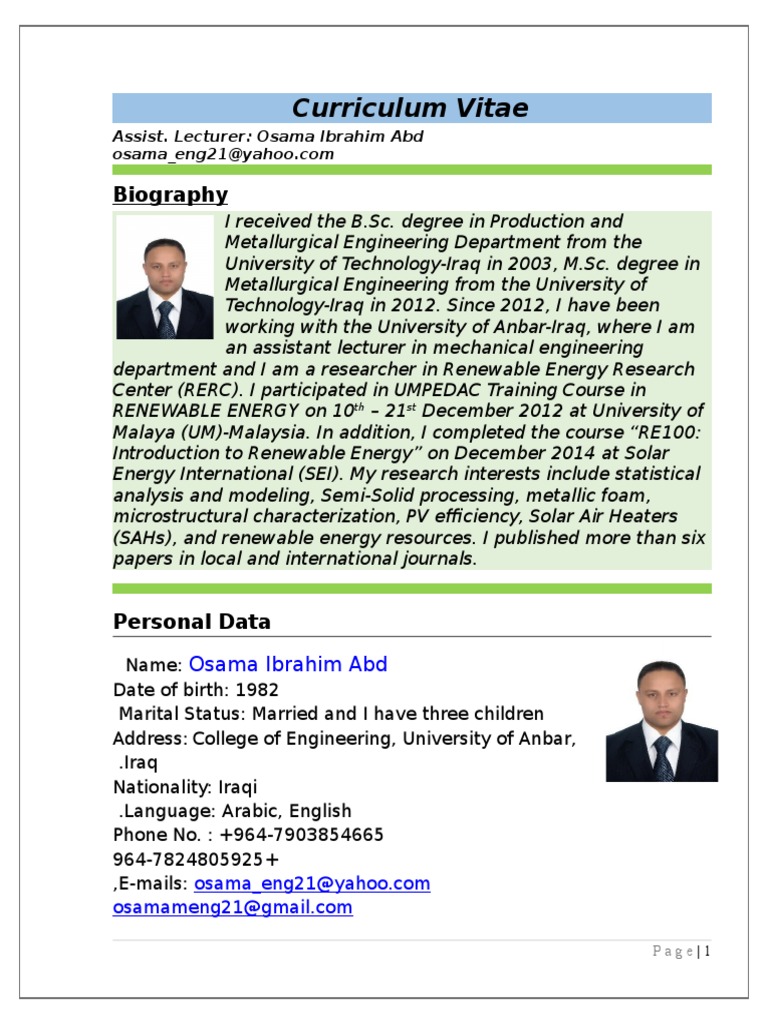 CV Osama Ibrahim Abd | PDF