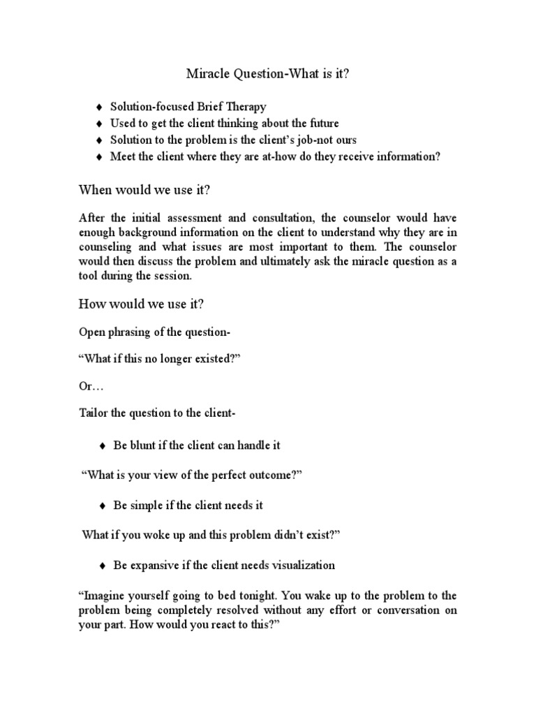 Miracle Question | PDF