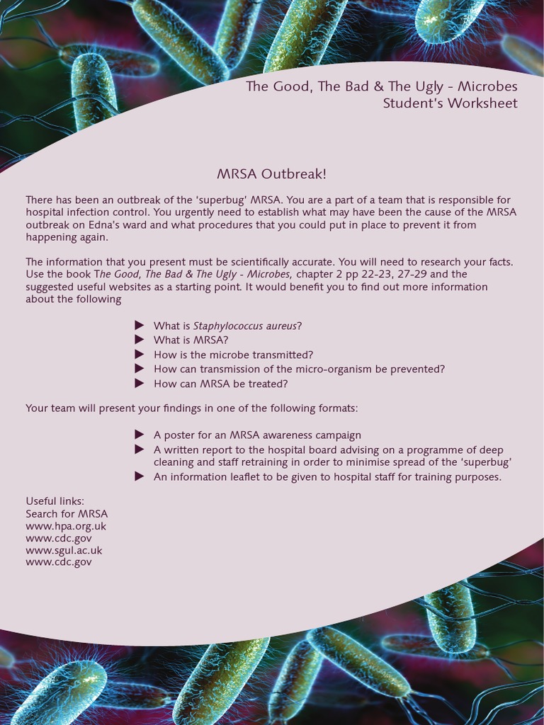 Mrsa Outbreak Students Worksheet | PDF