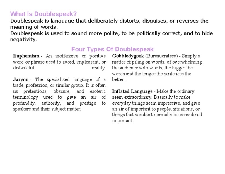 Understanding Doublespeak Types | PDF