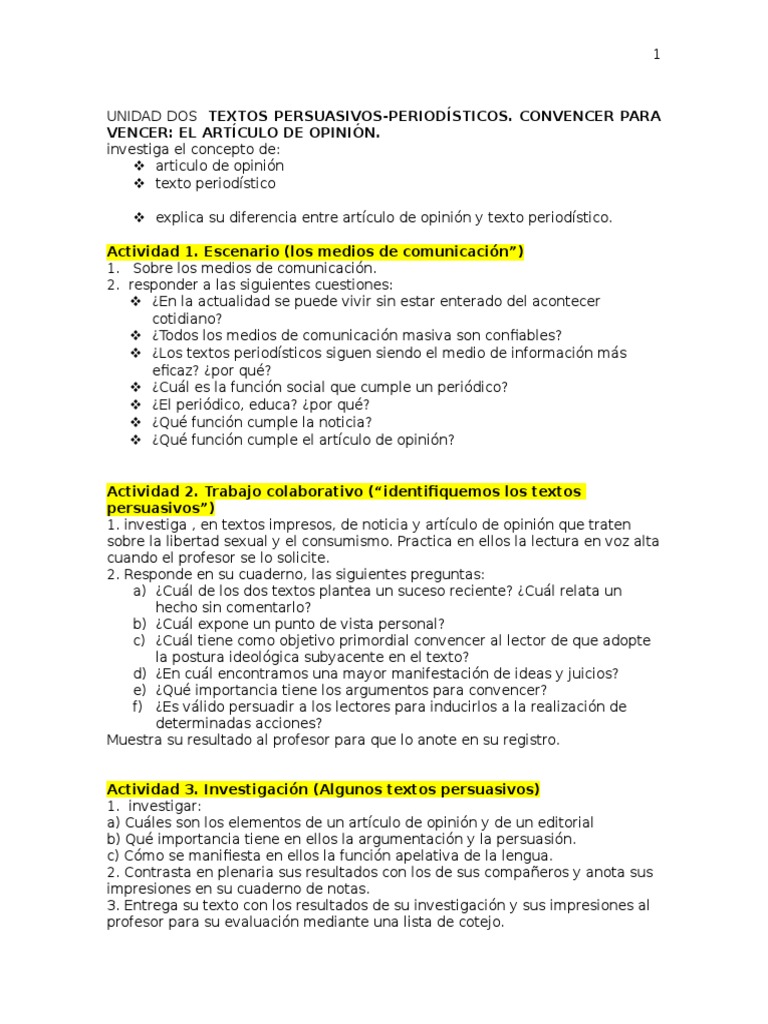 Artículos de Opinión y Persuasión | PDF | Medios de comunicación ...