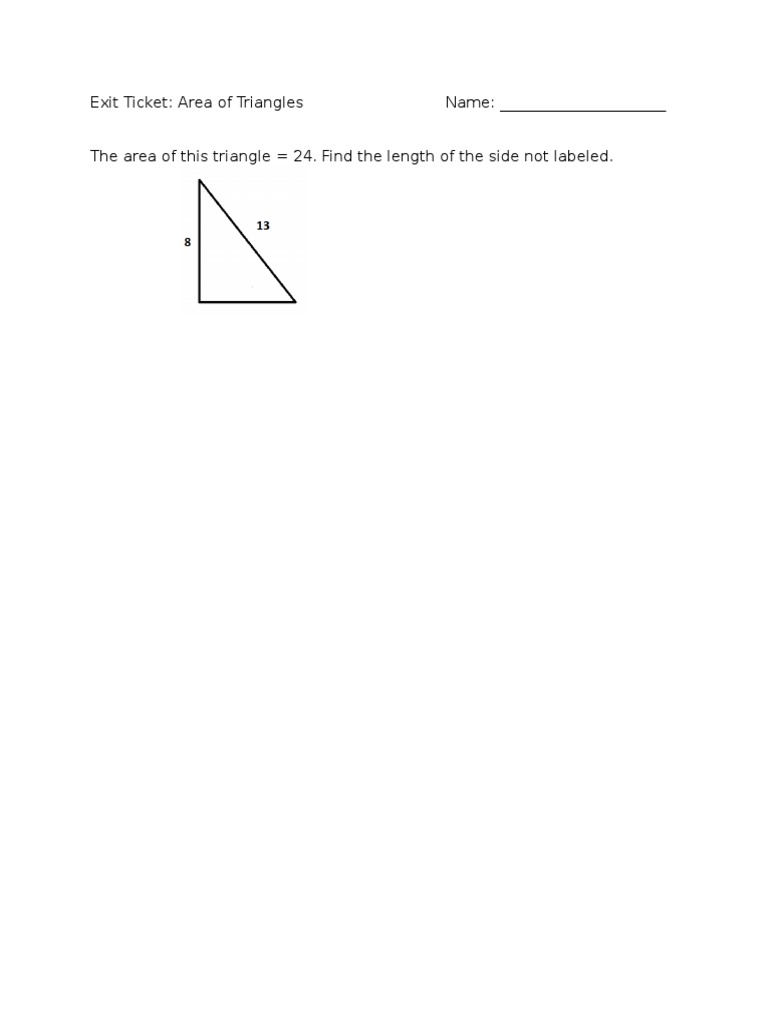 Area of Triangles - Exit Ticket | PDF