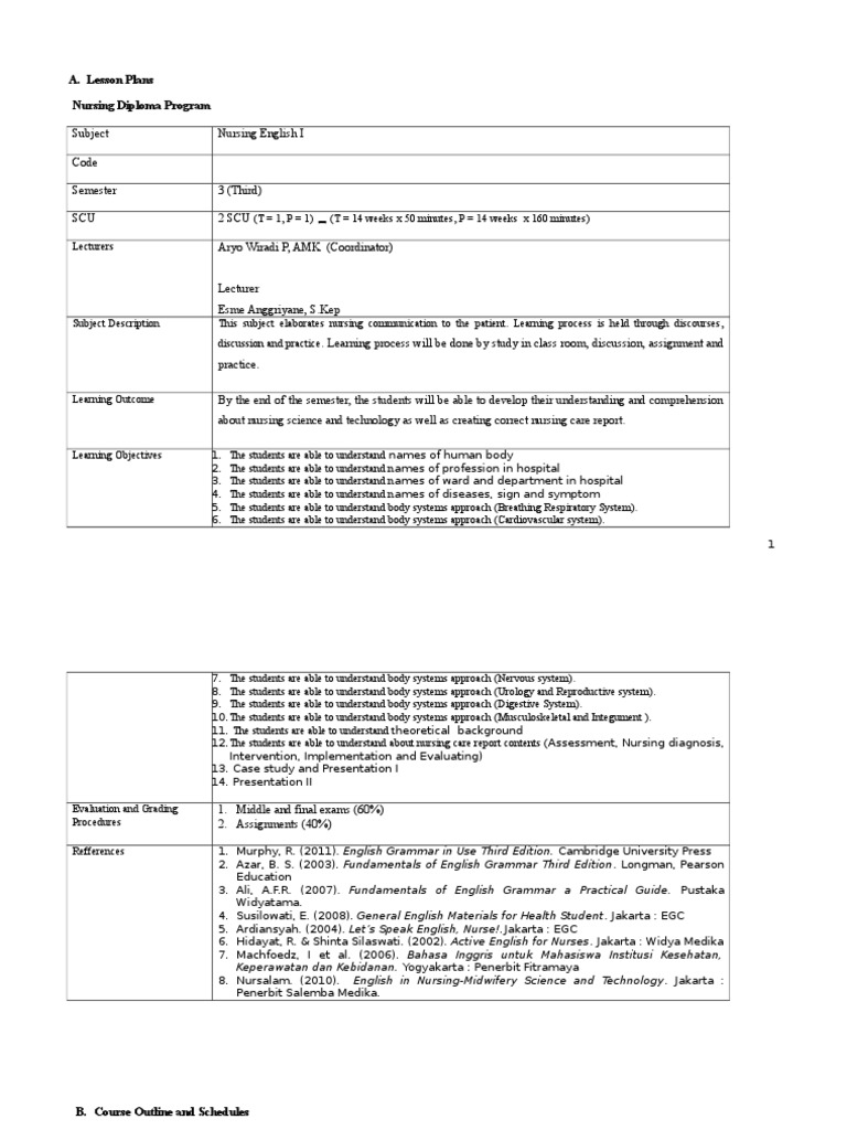 Lesson Plans | PDF | Nursing | Anatomy