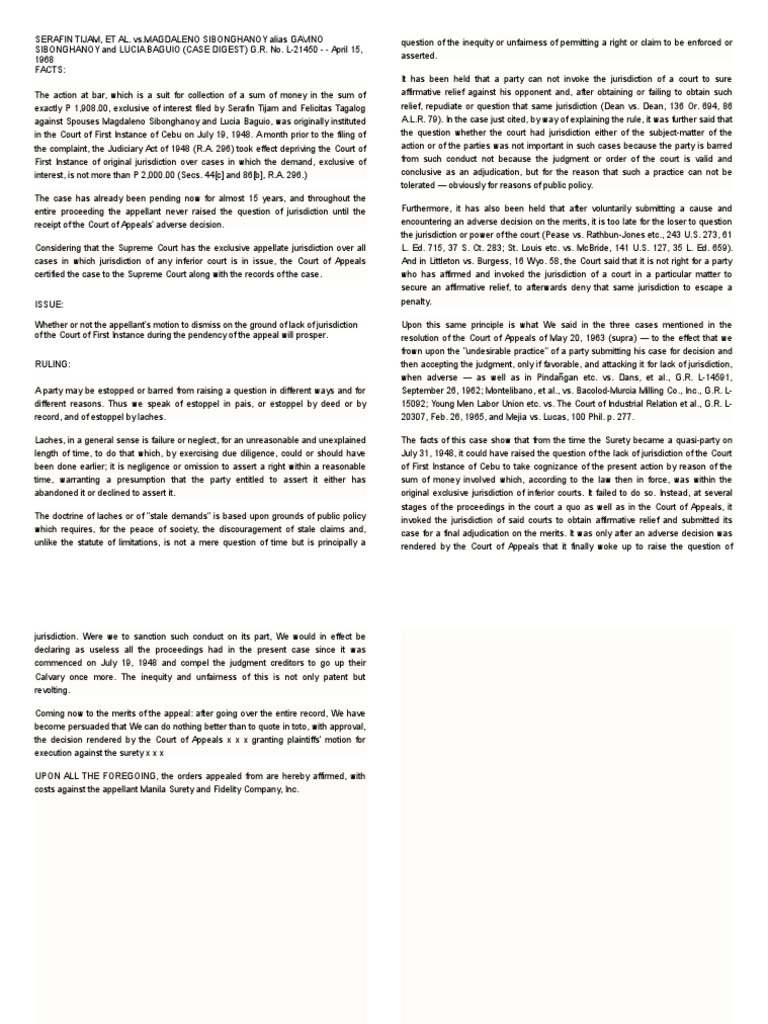 Estoppel Case Digest | Download Free PDF | Jurisdiction | Judgment (Law)