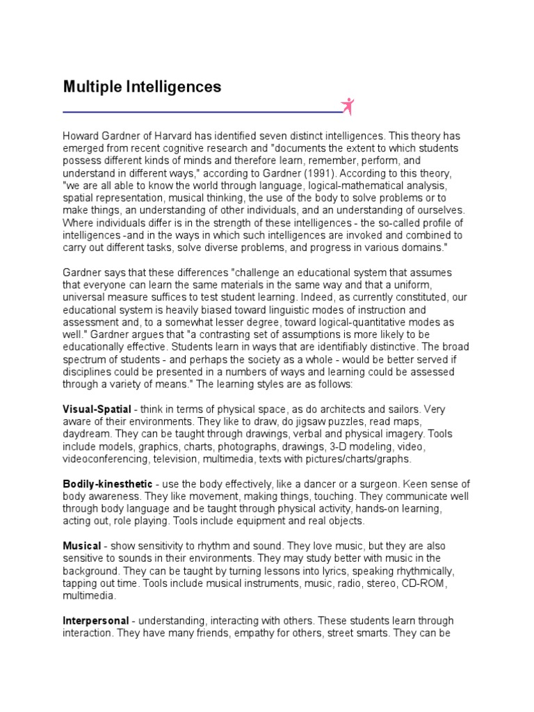 Multiple Intelligences | Download Free PDF | Learning Styles | Intelligence