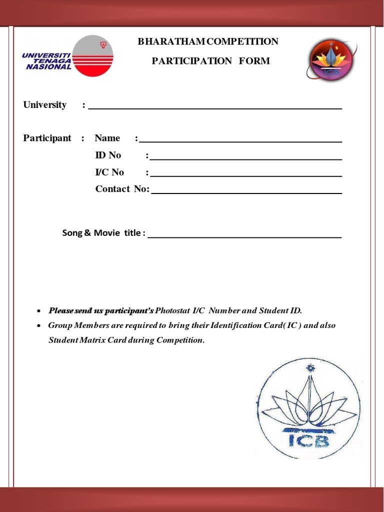 Thamizhar Thirunaal Bharatham Competition Participation Form & Rules ...