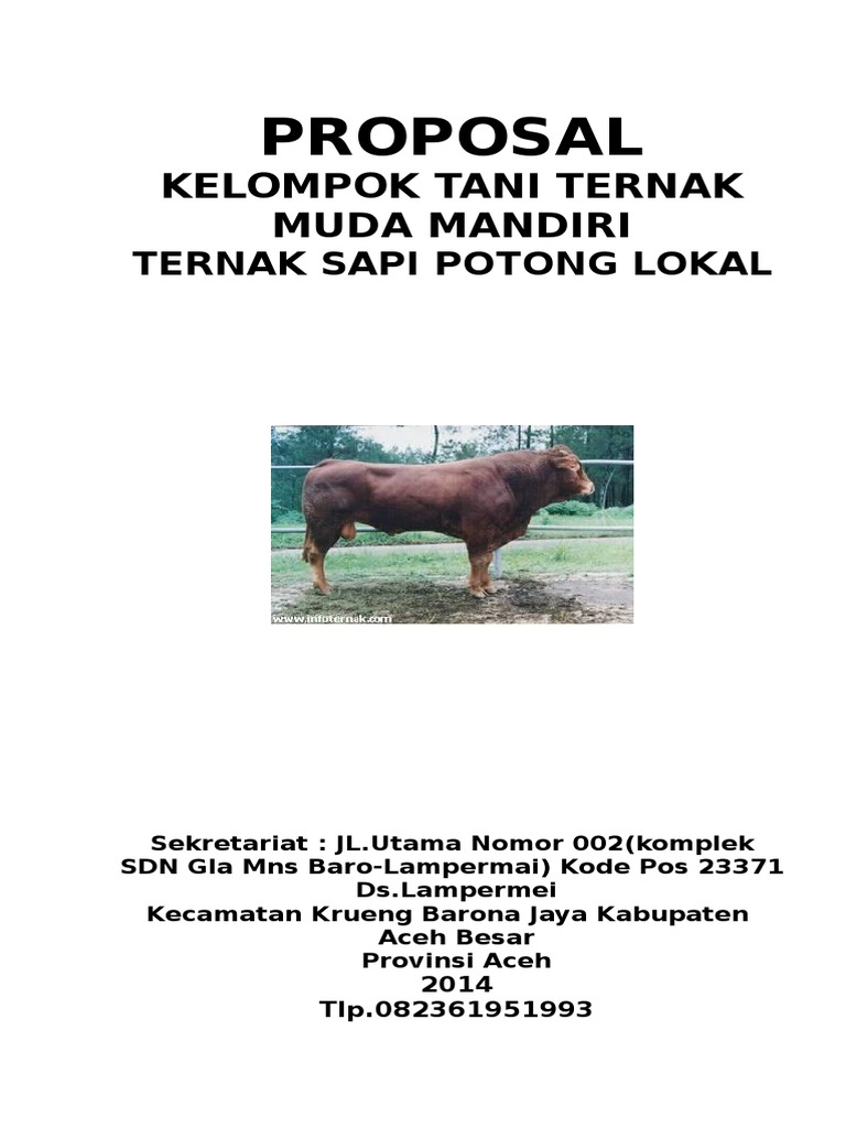 Proposal Kelompok Tani Sapi MUDA MANDIRI | PDF