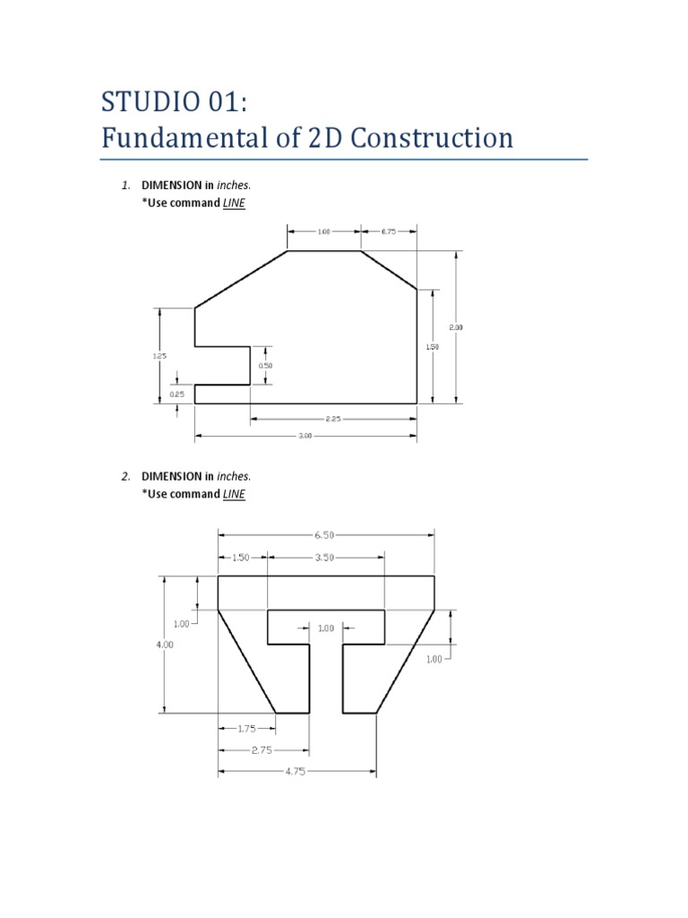 Studio 01: Fundamental of 2D Construction: 1. DIMENSION in Inches | PDF ...