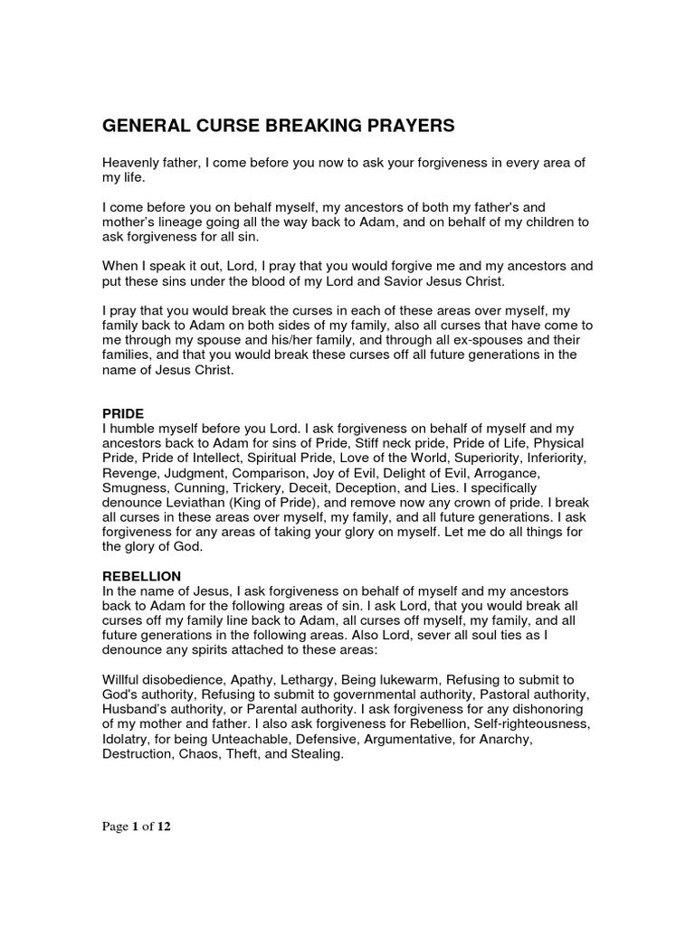 General Curse Breaking Prayers | Witchcraft | Psychoactive Drugs