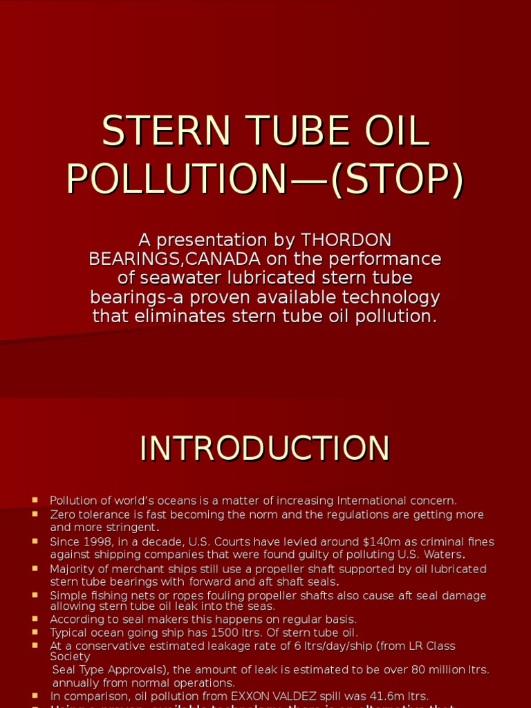 Stern Tube Oil Pollution | PDF | Bearing (Mechanical) | Ships