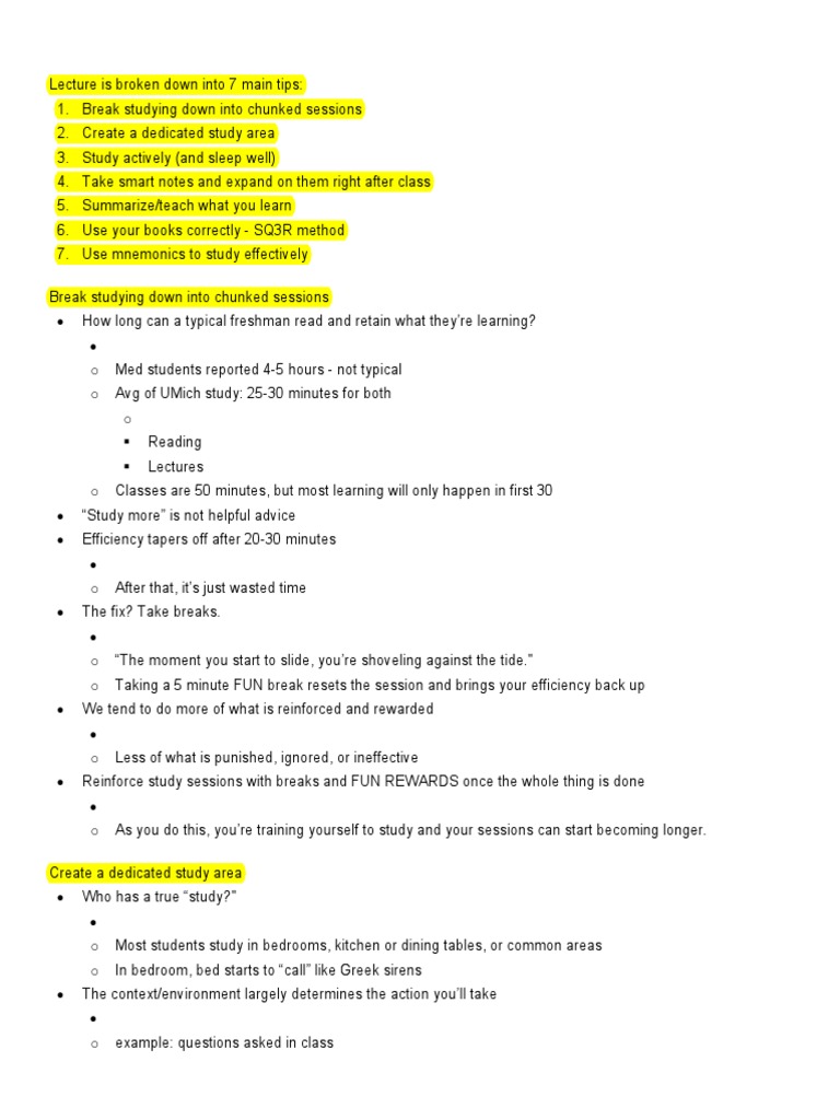 Study Less Study Smart Pdf Recall Memory Memory